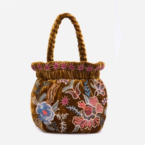 Johnny Was | Bags | Johnny Was Denali Velvet Pouch Small Vintage Gold ...